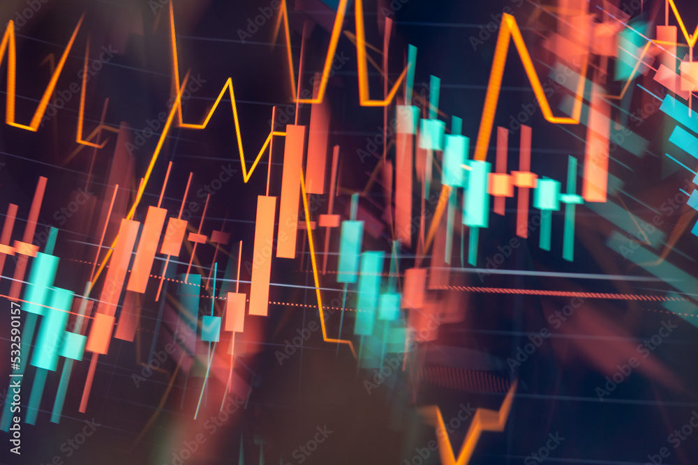 Screen with stock market index charts and diagrams Stock Photo | Adobe ...