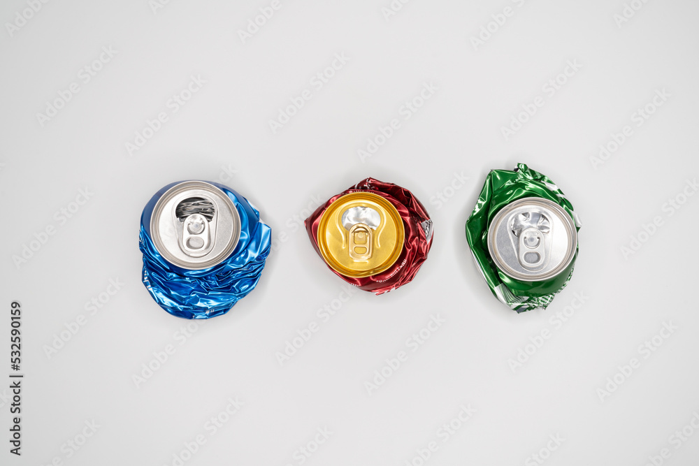 Compressed soda cans which symbolizing recycling problems Stock Photo ...