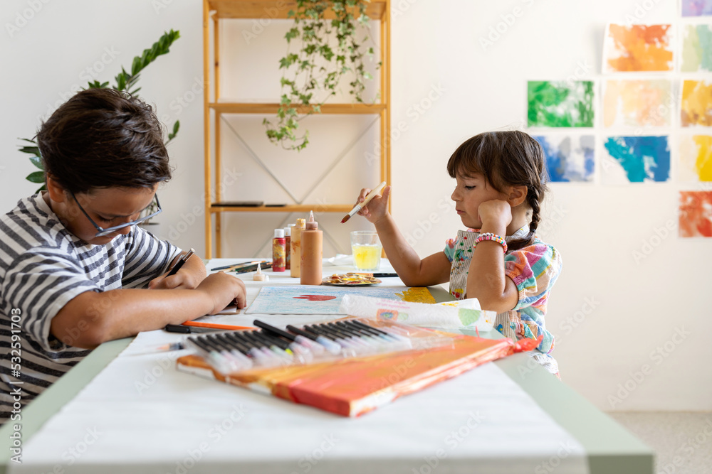 Children drawing in art class Stock Photo | Adobe Stock