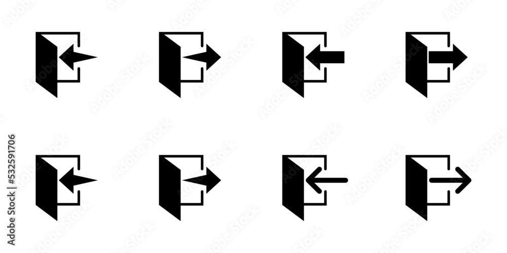 Conjunto de iconos flechas de señal de entrada y salida. Ilustración ...