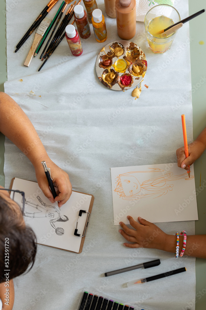 Kids drawing in art classes Stock Photo | Adobe Stock