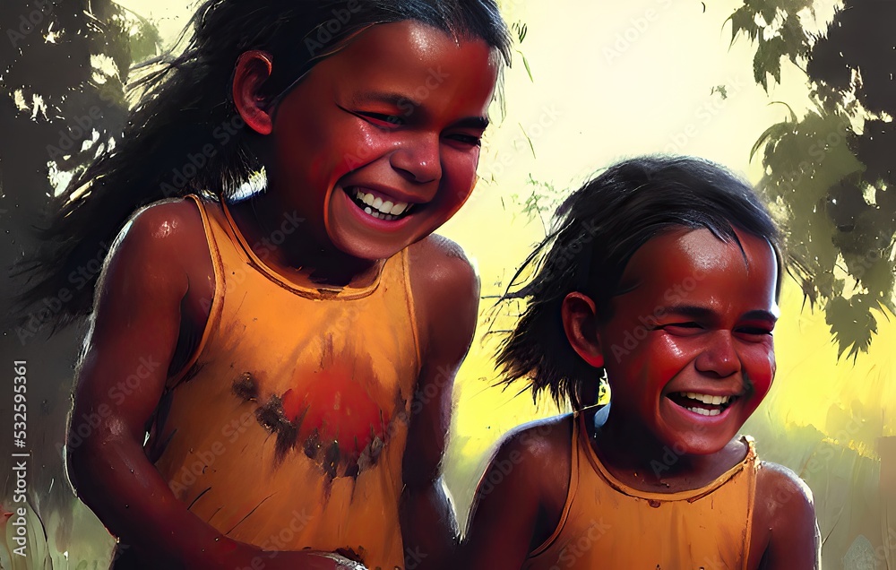 Aboriginal Australian children smiling outside, enjoying being outside ...
