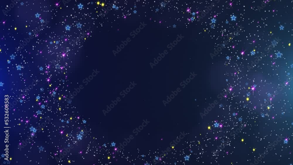 A border frame of floating particles with a circle space in the center ...