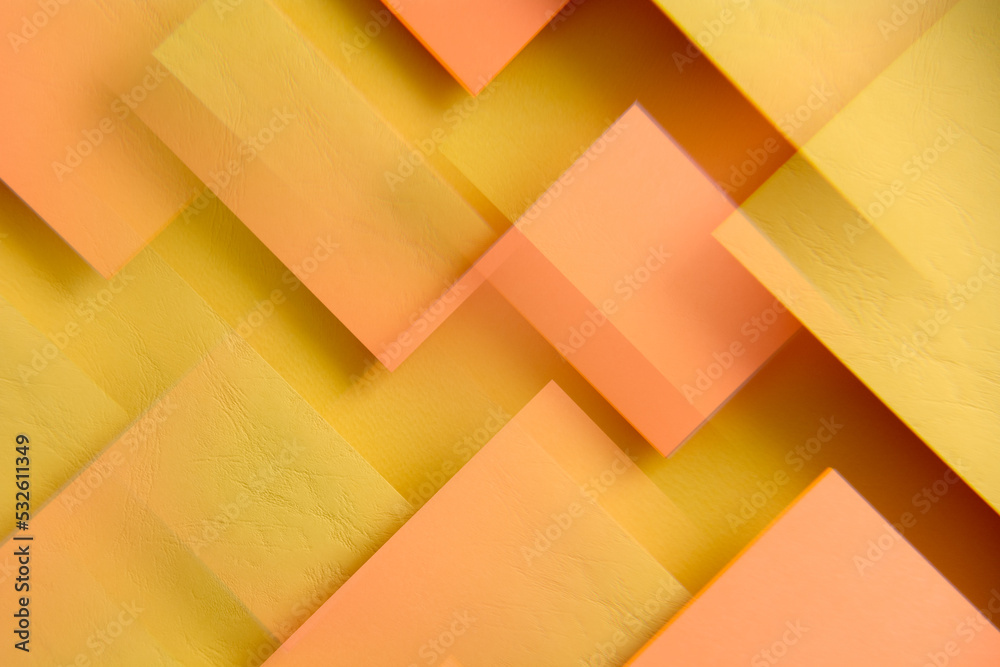 Abstract yellow and orange geometric shapes made out of paper Stock ...