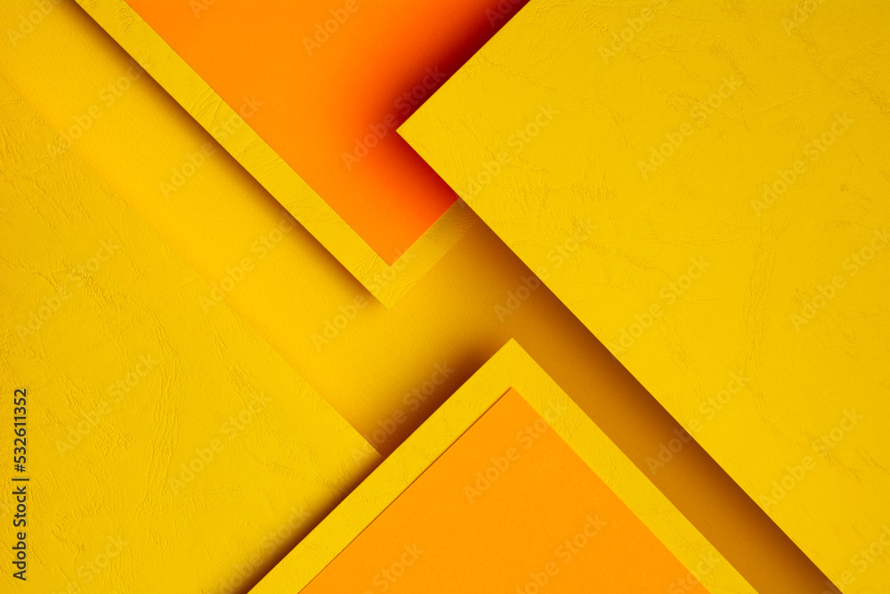 Abstract yellow and orange geometric shapes made out of paper Stock ...