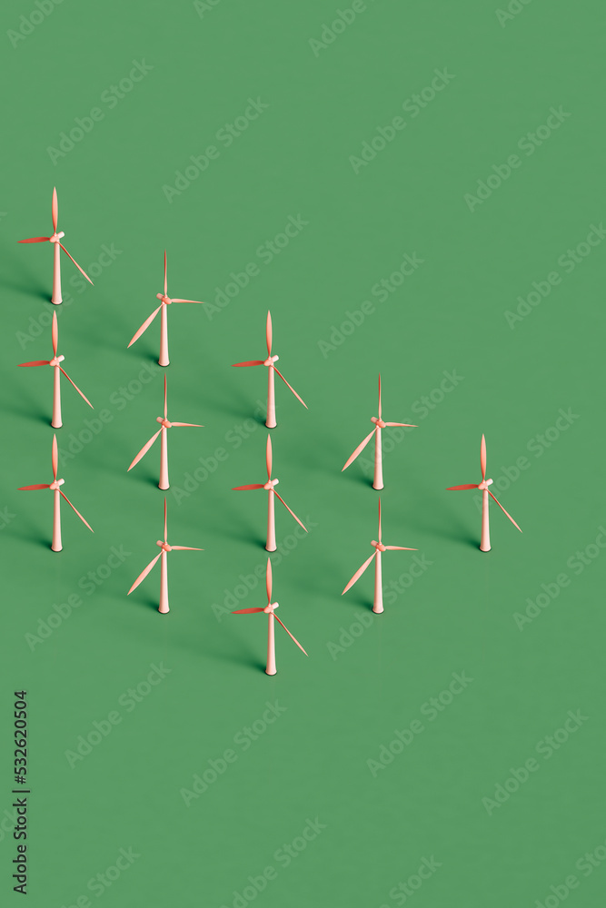 pink wind turbines. 3d render Stock Photo | Adobe Stock