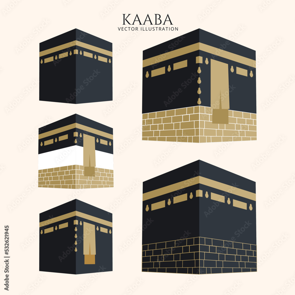 set collection of kaaba vector illustration Stock Vector | Adobe Stock