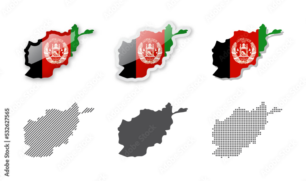 Afghanistan - Maps Collection. Six maps of different designs. Stock ...