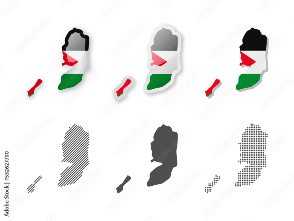 Palestine - Maps Collection. Six maps of different designs. Stock ...