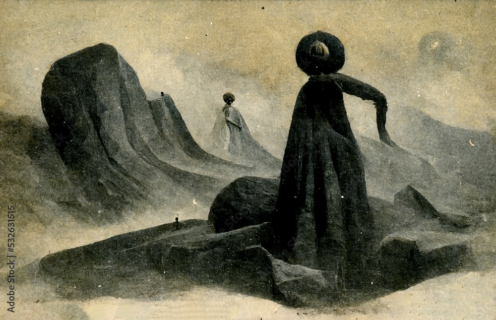 Ghost roaming around in limbo and hell. Creepy and horror illustration ...