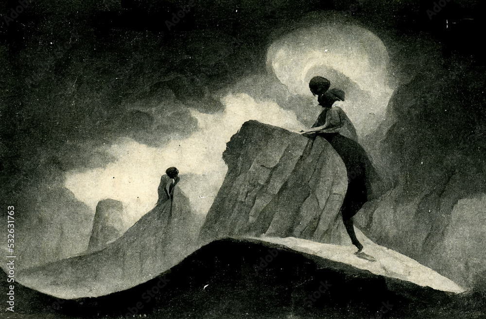 Ghost roaming around in limbo and hell. Creepy and horror illustration ...