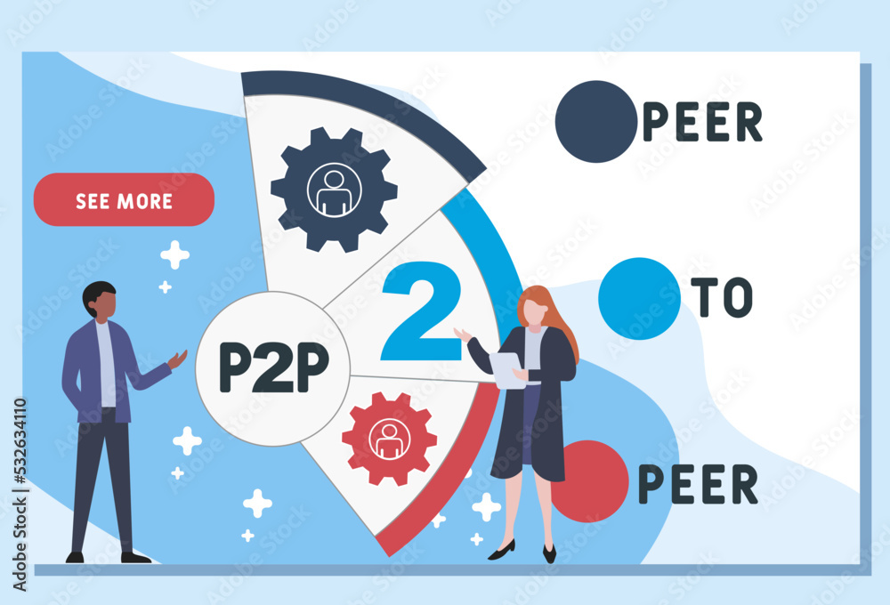 p2p peer to peer acronym. business concept background. vector ...