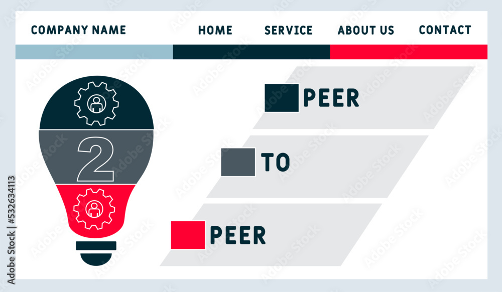 p2p peer to peer acronym. business concept background. vector ...