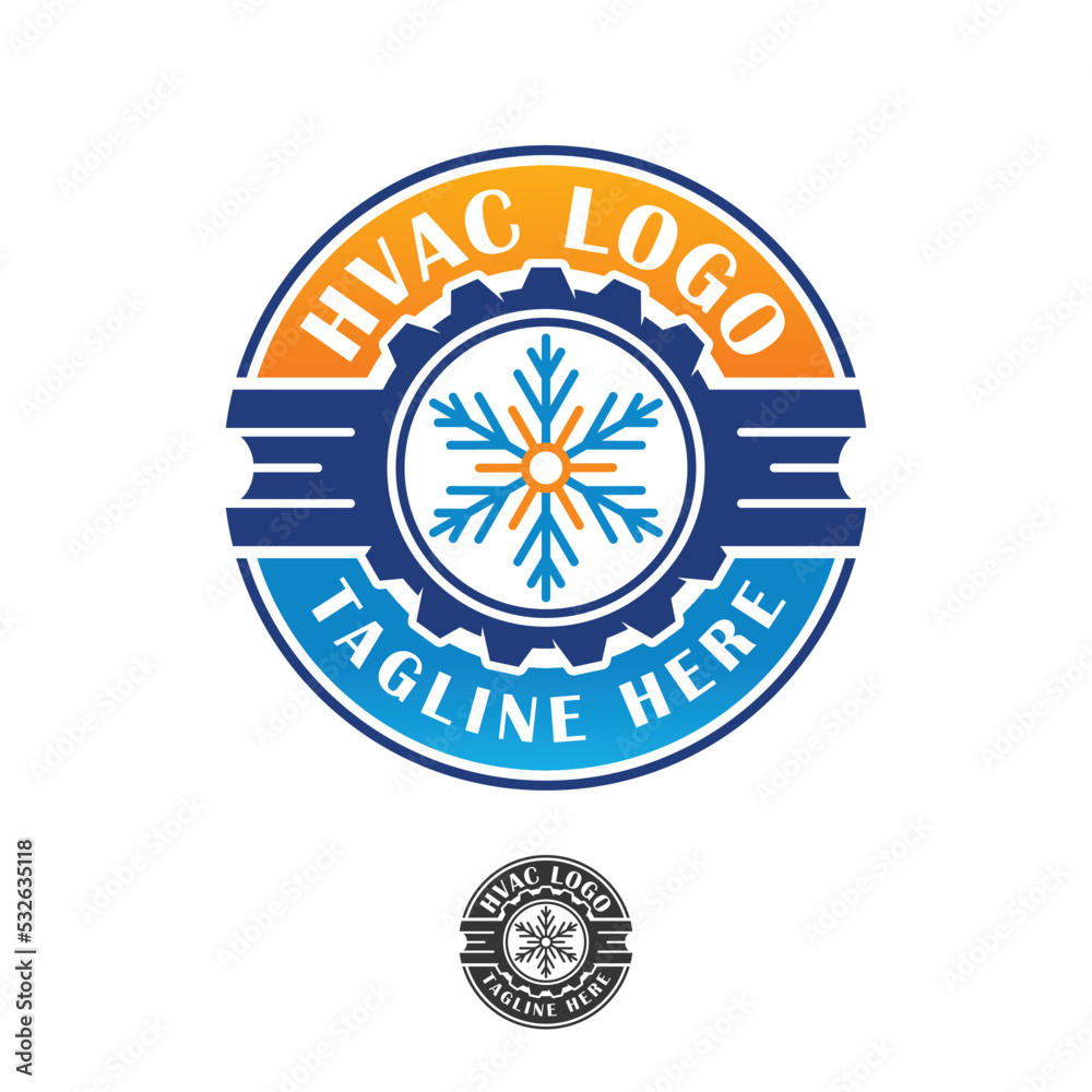 Professional HVAC logo design vector isolated, snowflake, logo HVAC ...