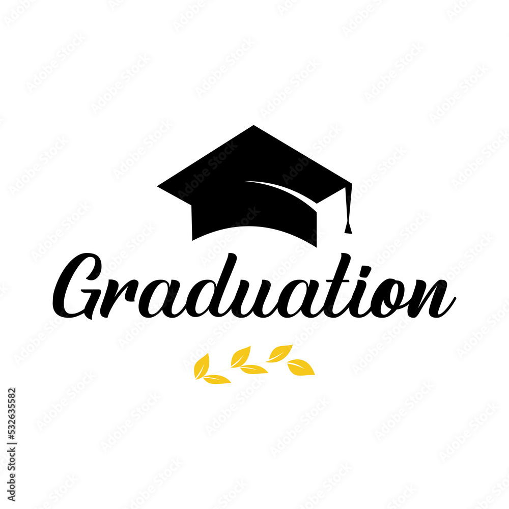 illustration of graduation gown hat on turquoise background. Caps ...