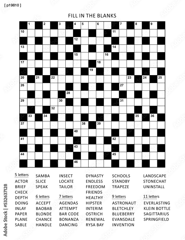 Puzzle page with 19x19 criss-cross (or fill in, else kriss-kross ...