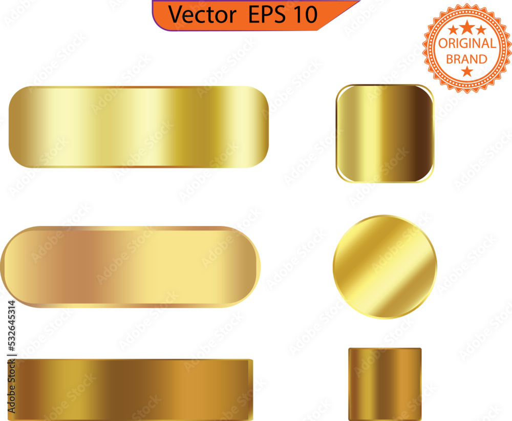 set of empty gold buttons and sliders, web icons and game icon set ...