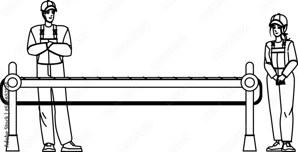 conveyor belt line pencil drawing vector. belt factory, box warehouse ...