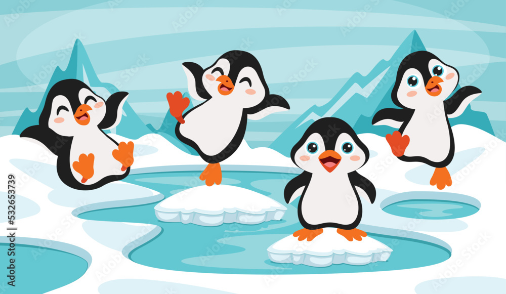 Cartoon Drawing Of Penguin Character Stock Vector | Adobe Stock