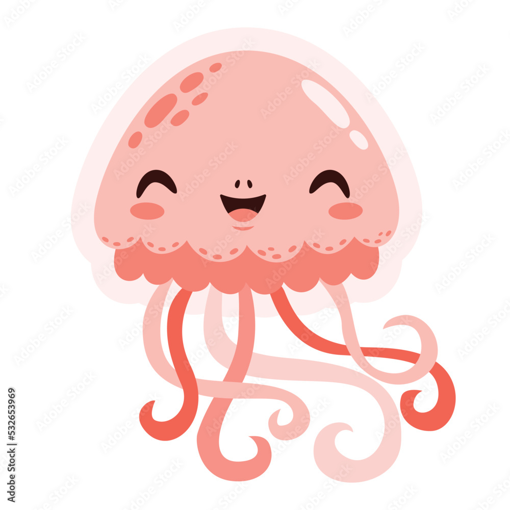 Cartoon Drawing Of A Jellyfish Stock Vector | Adobe Stock