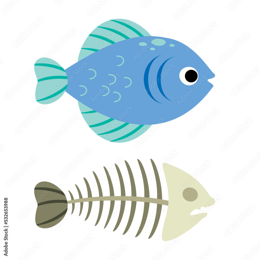Cartoon Drawing Of A Fish Bone Stock Vector | Adobe Stock