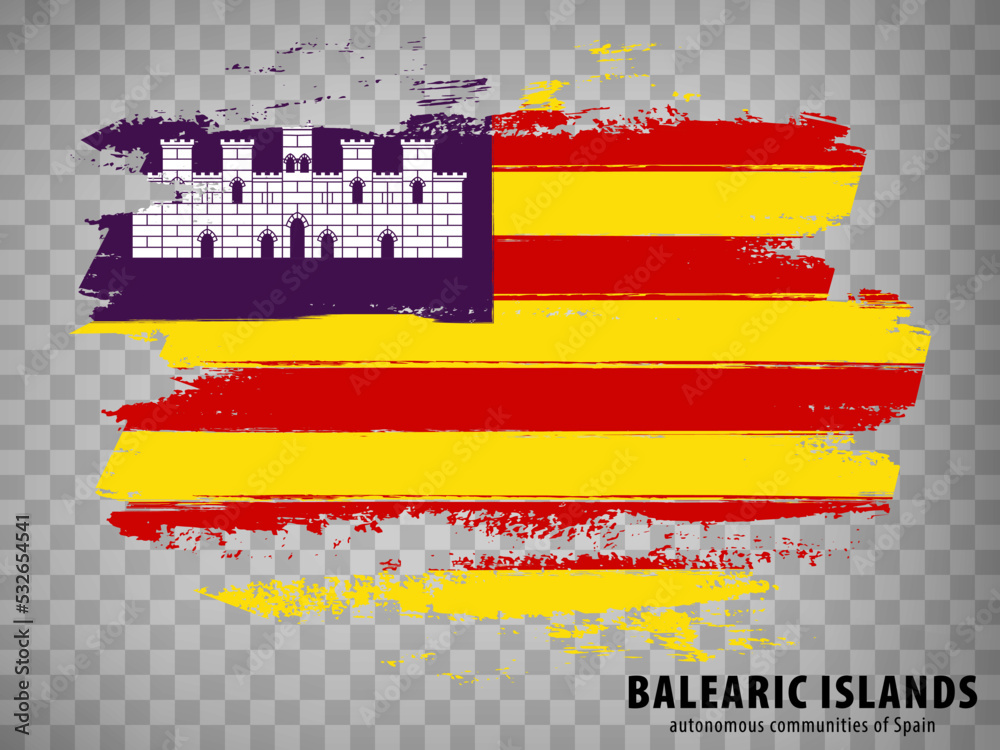 Flag of Balearic Islands brush strokes. Flag Balearic Islands on ...