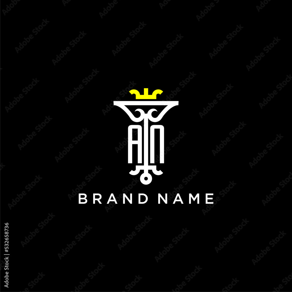 AN initial monogram brand logo design for crown vector image Stock ...
