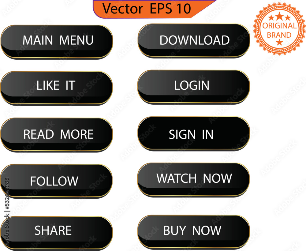 Set of glass black buttons and sliders, web icons of different forms ...