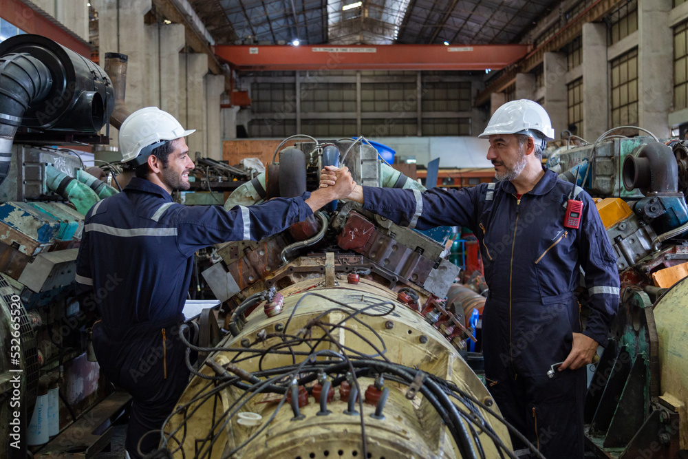 Engineer in the process of inspecting train engines Keep the machine ...