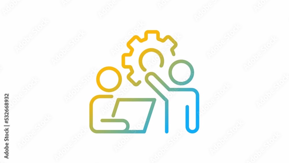 Animated coaching gradient icon. Mentoring process. Employee training ...
