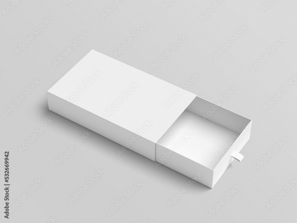 Sliding drawer box packaging mockups. 3D illustration object ...
