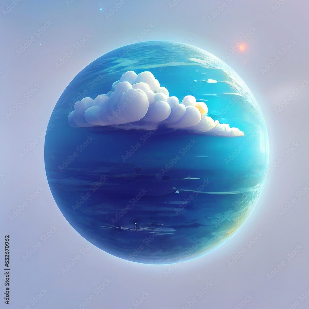 Planet Earth in light blue background, cartoon style Stock Illustration ...