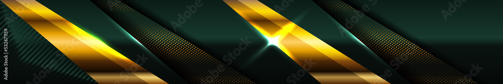 Paper layer circle golden luxury green abstract polygonal pattern and ...