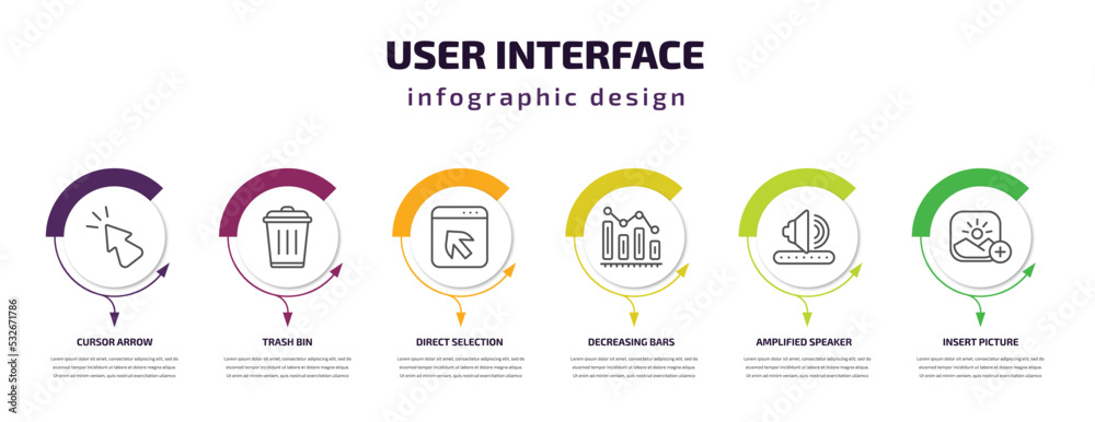 user interface infographic template with icons and 6 step or option ...