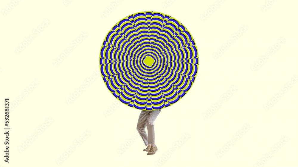 Stop motion animation. Dancing man with optical illusion design circle ...