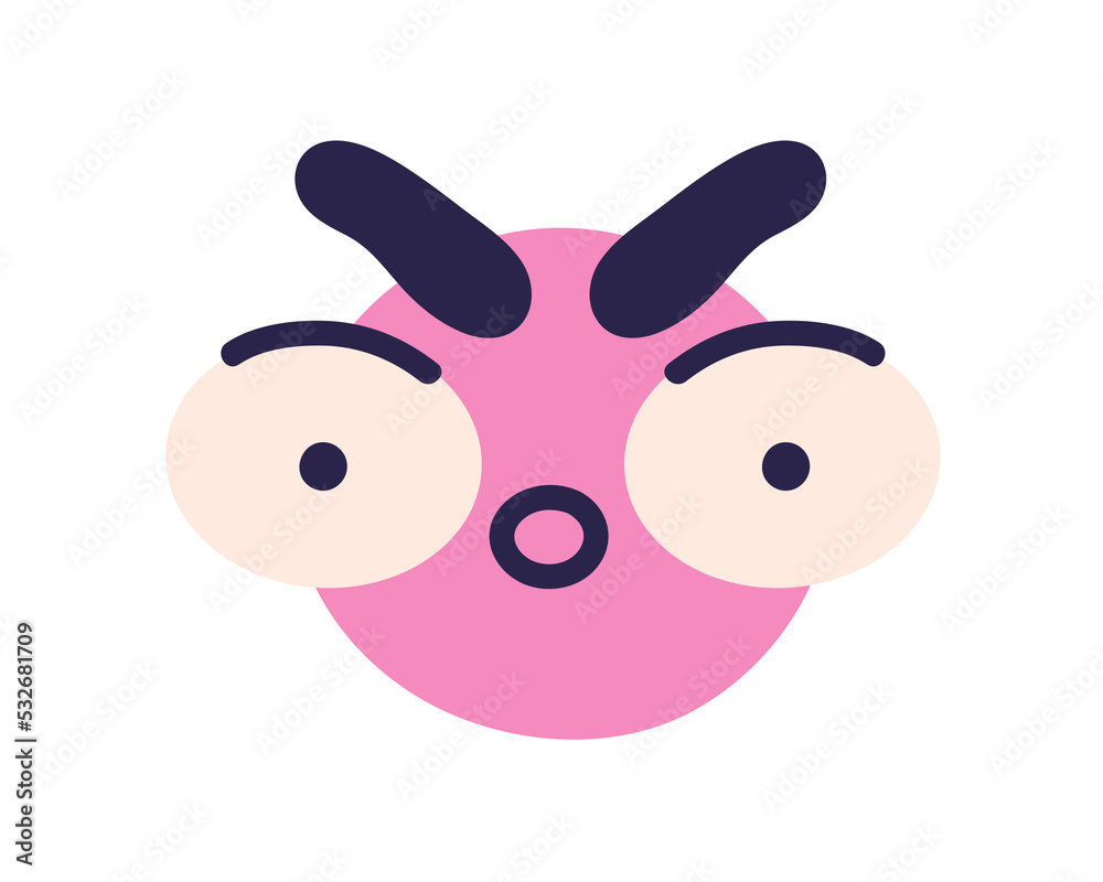 Face avatar with amazed surprised emotion. Abstract cute funny comic ...