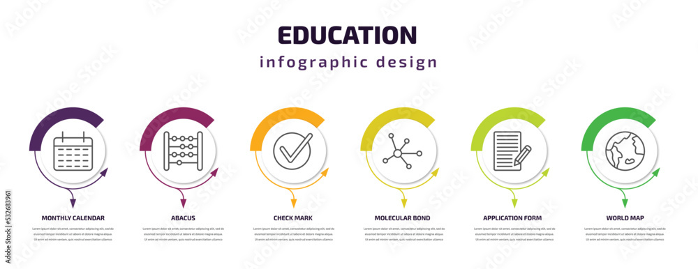 education infographic template with icons and 6 step or option ...