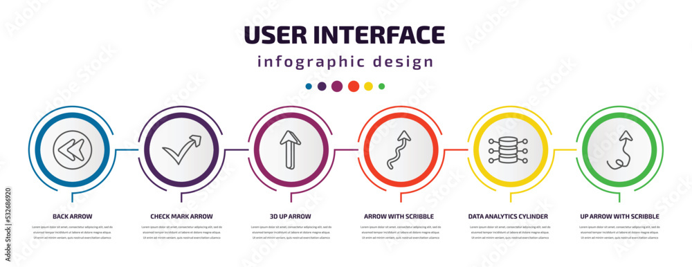 user interface infographic template with icons and 6 step or option ...