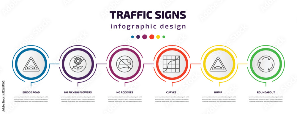traffic signs infographic template with icons and 6 step or option ...