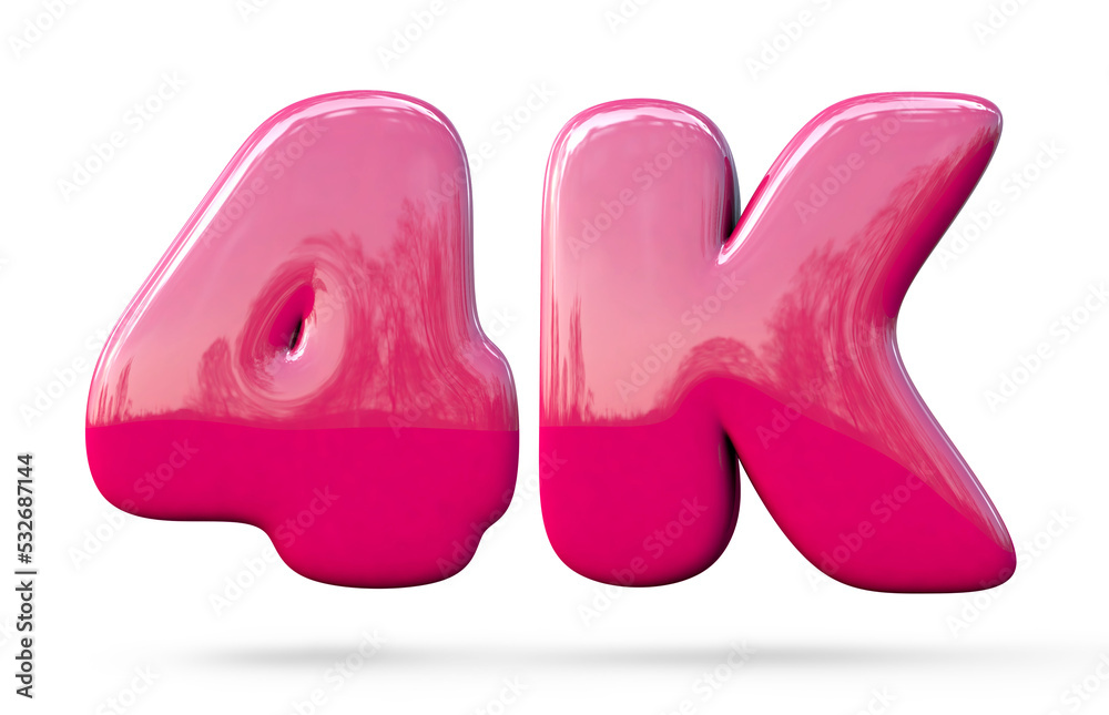 4k 3d isolated on white background. 4k followers, like, subscriber ...