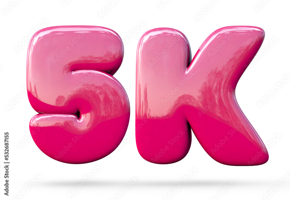 5k 3d isolated on white background. 5k followers, like, subscriber ...