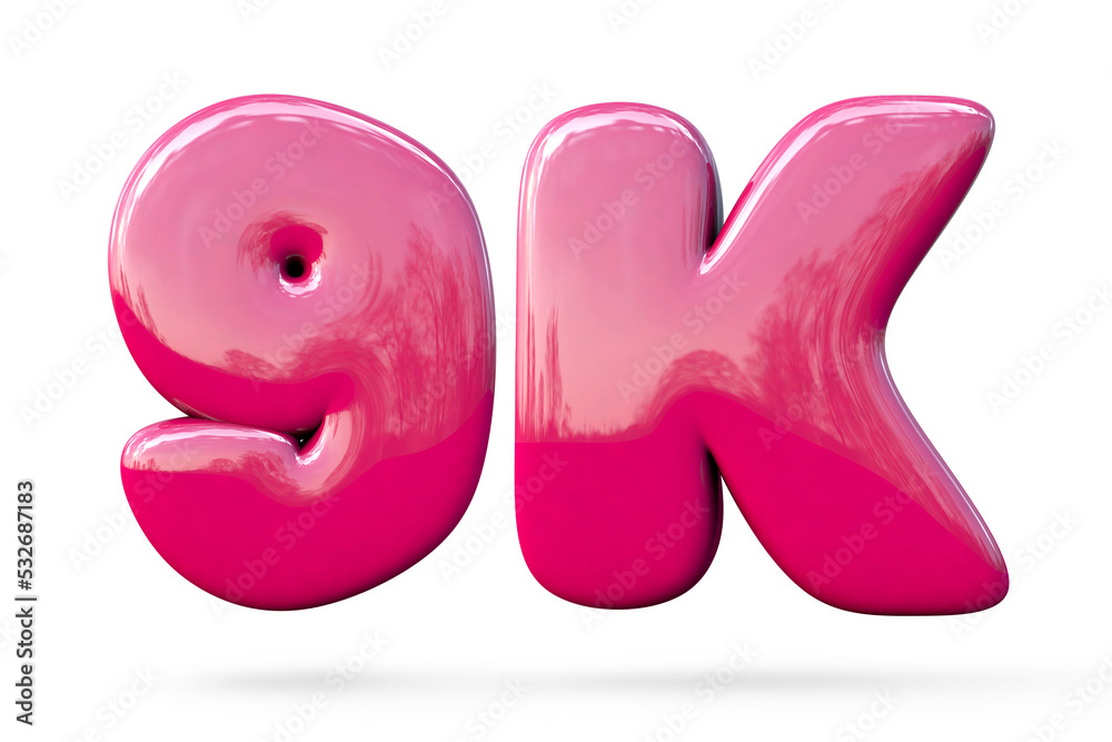 ภาพประกอบสต็อก 9k 3d isolated on white background. 9k followers, like ...