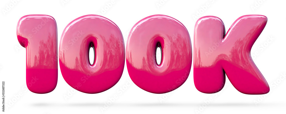 100k 3d isolated on white background. 100k followers, like, subscriber ...