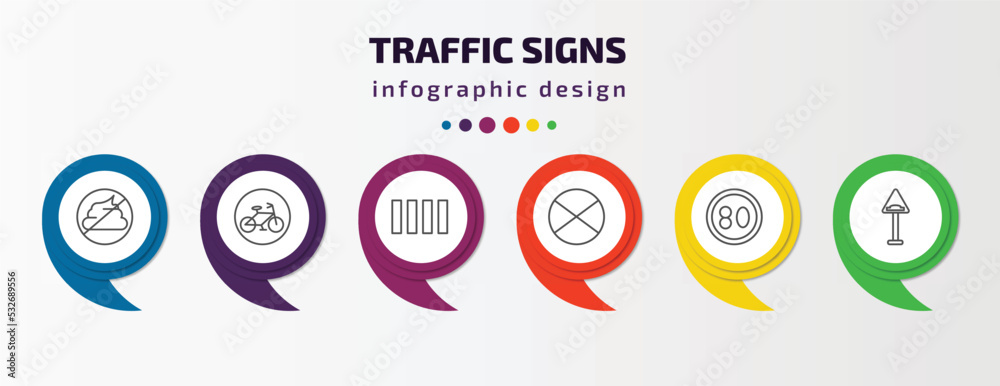 traffic signs infographic template with icons and 6 step or option ...