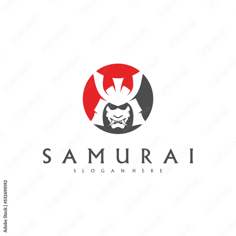 Samurai head logo design vector. Samurai warrior logo template Stock ...