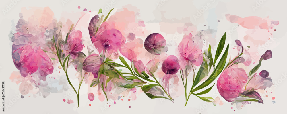 abstract art background with pink flowers. botanical Stock Vector ...