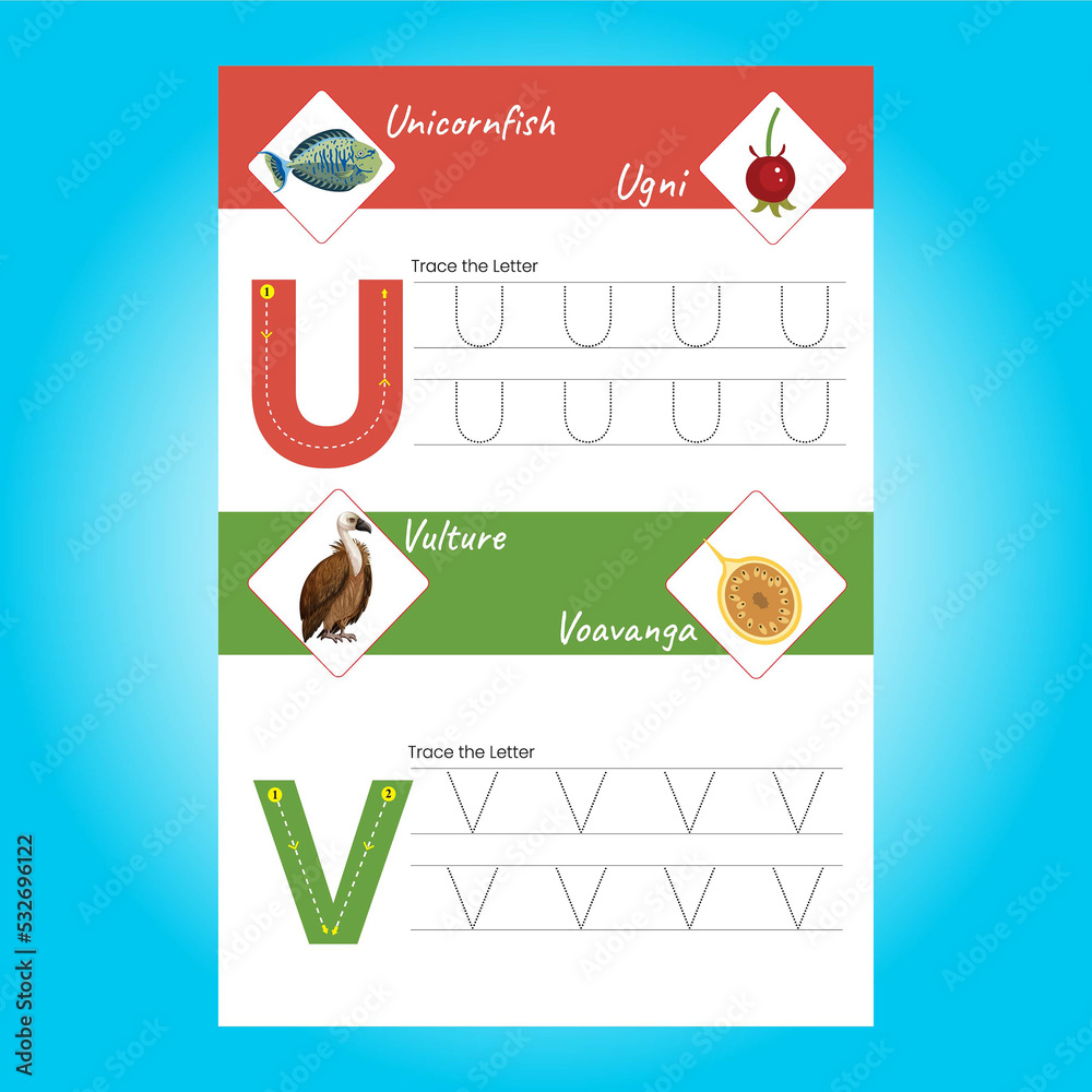 Alphabet Letter Tracing for kids. Educational preschool learning ABC ...