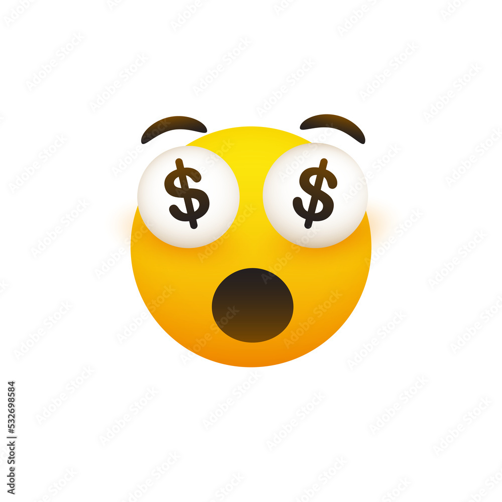 I've Become Rich - Funny Smiling Emoji with Open Mouth and Dollar Signs ...