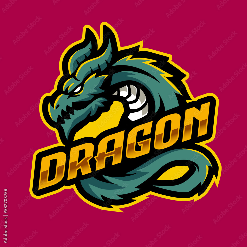 dragon mascot gaming logo illustration Stock Vector | Adobe Stock