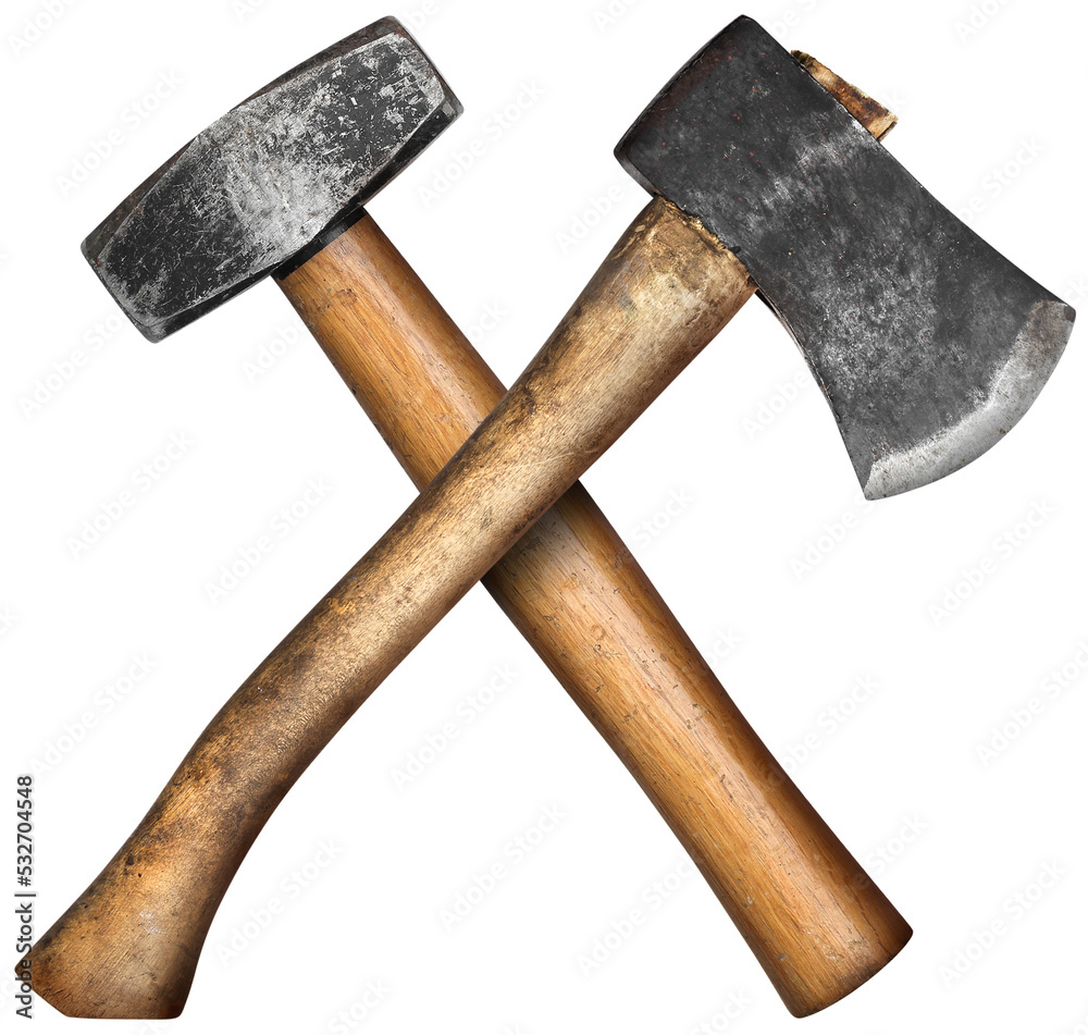 Authentic DIY old carpenter hand tools set crossed isolated Stock Photo ...